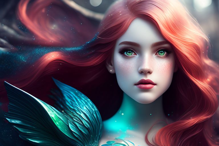 numb-hornet663: Ariel, a mermaid girl with green tail, Red hair ...