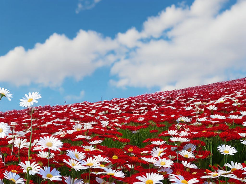 Colorful Daisies In A Field