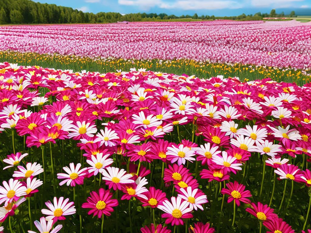 Field Of Pink Daisies