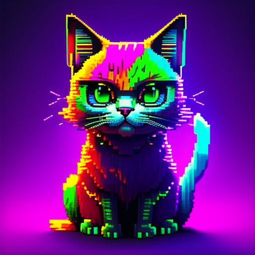 gifted-rail832: 16 bit pixel animal cat with party head