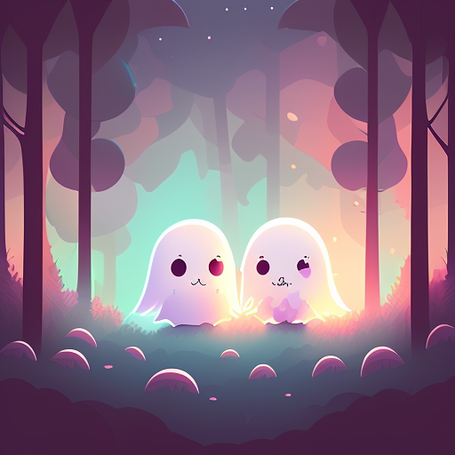 drafty-shrew643: A couple of cute and chibbi ghost in a dense forest ...