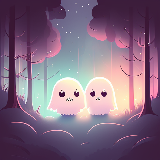 drafty-shrew643: A couple of cute and chibbi ghost in a dense forest ...