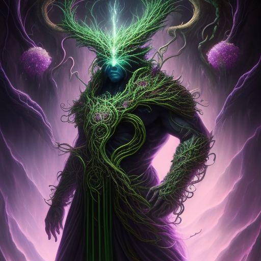 oil painting portrait of a druidic humanoid creature made of ethereal ...