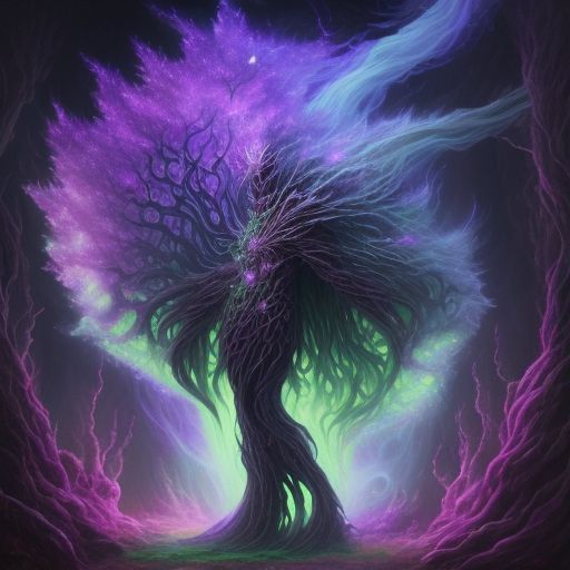 oil painting portrait of a druidic humanoid creature made of ethereal ...