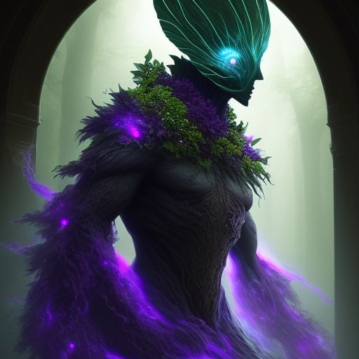 oil painting portrait of a druidic humanoid creature made of ethereal ...