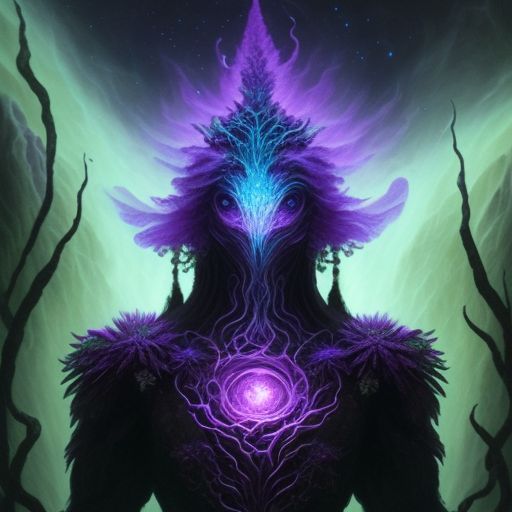 oil painting portrait of a druidic humanoid creature made of ethereal ...