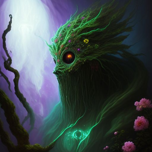 oil painting portrait of a druidic humanoid creature made of ethereal ...