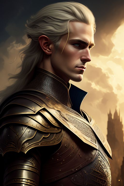 Enchantress: Elf, tall, male, long hairstyle, blond, wearing platemail ...