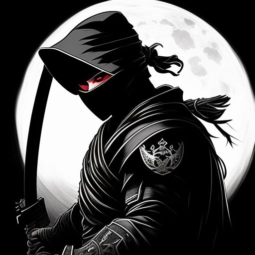 digital-deer495: ninja, pale moon in the background, blood flooded ...