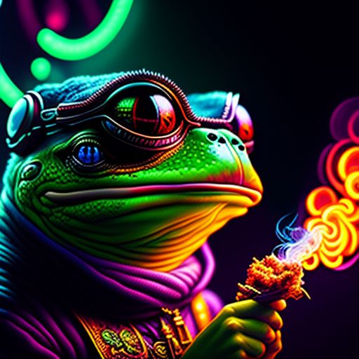 ChangeO: pepe the frog, smoking a joint in mouth, background city,