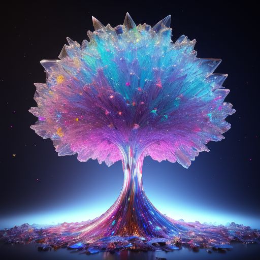 lazy-alpaca656: Thousands of stars surrounding a crystal tree, highly ...