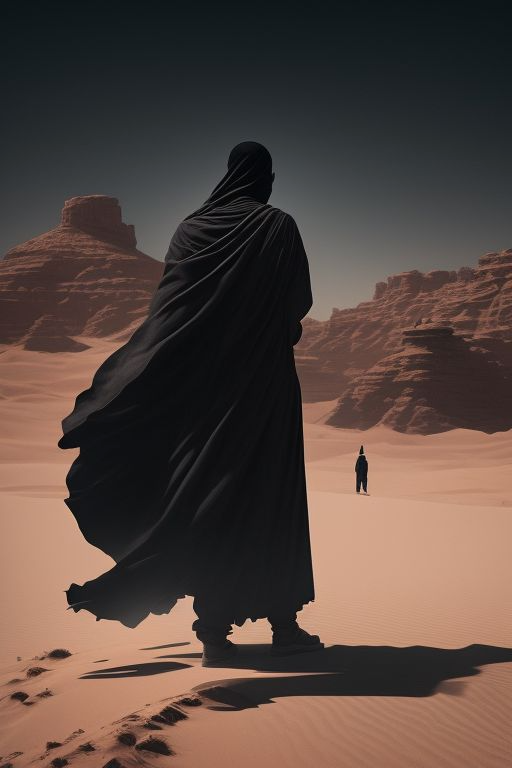 unique-finch378: A Muslim faceless man in a desert praying