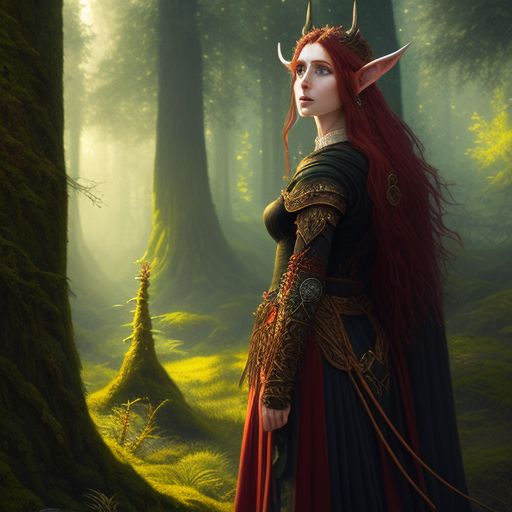 straight-rat995: Half elf woman druid, red hair, black eyes, nice face ...