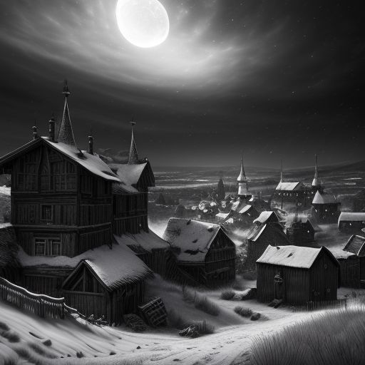 Snowy Village Night