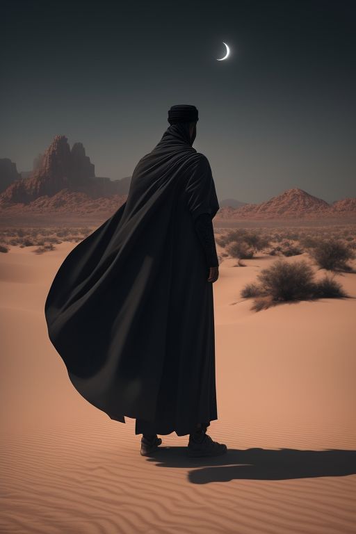 unique-finch378: A Muslim faceless man in a desert praying