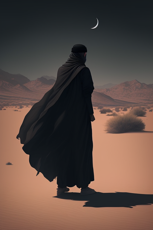unique-finch378: A Muslim faceless man in a desert praying