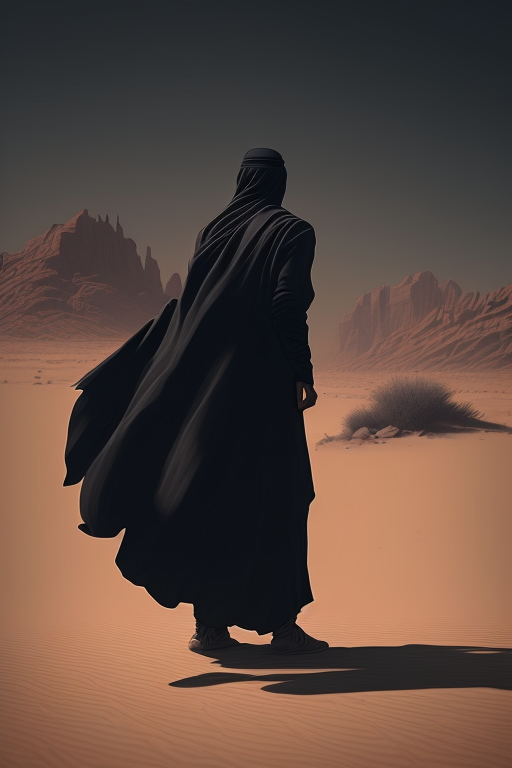unique-finch378: A Muslim faceless man in a desert praying