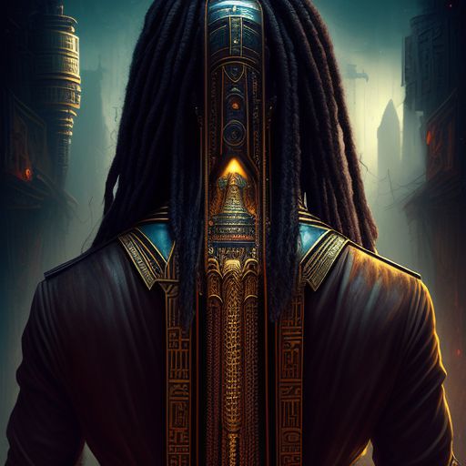 WazaLand: Dark Egyptian steampunk cyberpunk man with long dreadlocks ...
