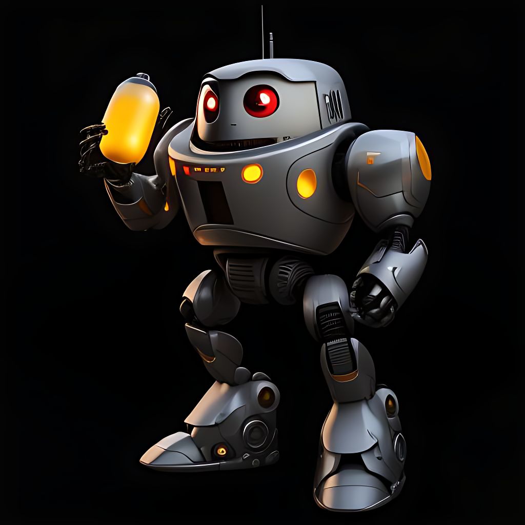 Osneysjc: A little grey robot, with a yellow star on its belly, springs ...