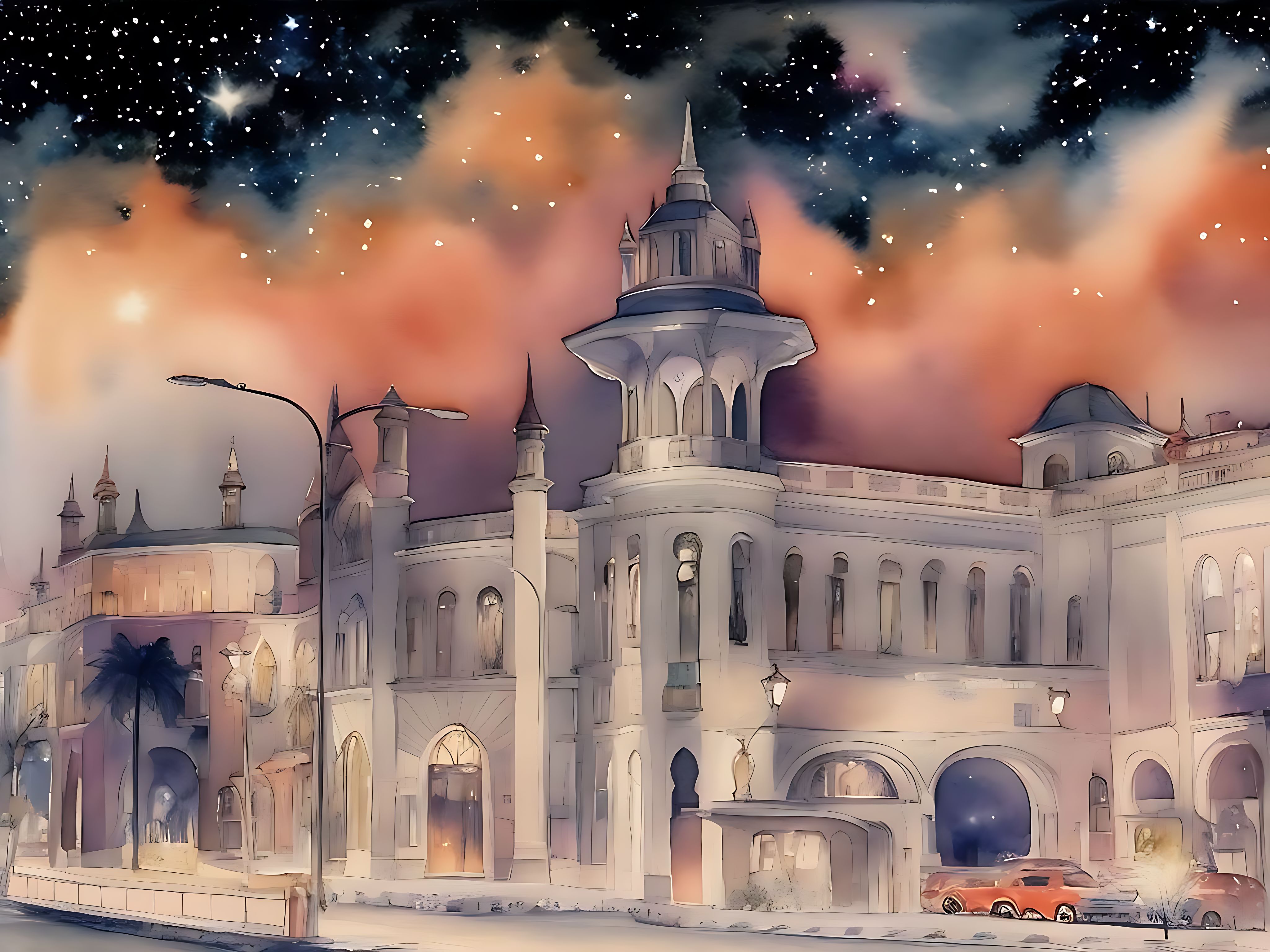 blue-manatee8: night view with lights, black sky with stars