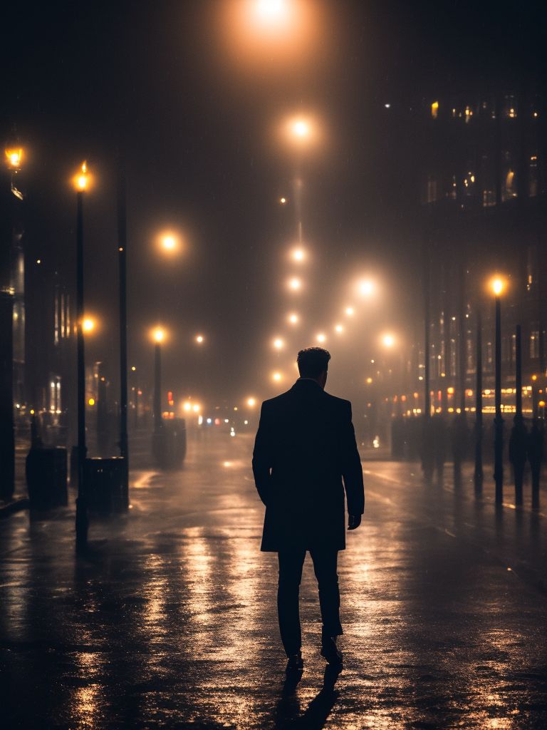 Person Walking Alone At Night