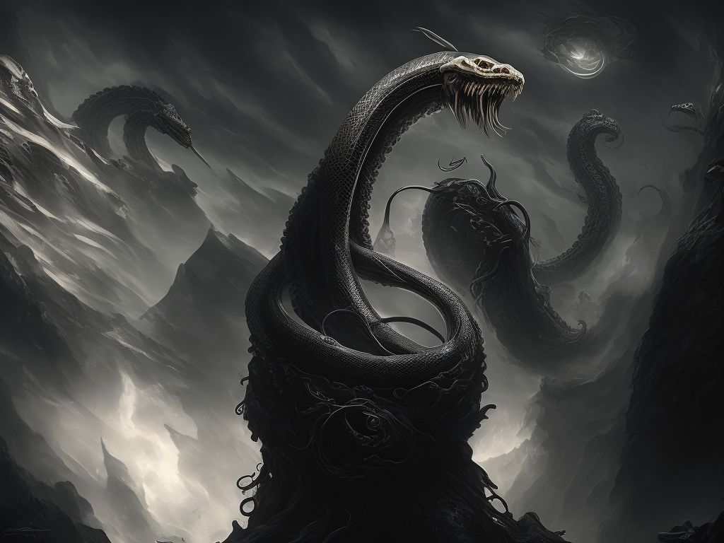 reliable-fox659: giant snake with lovecratian style tentacles, scared ...