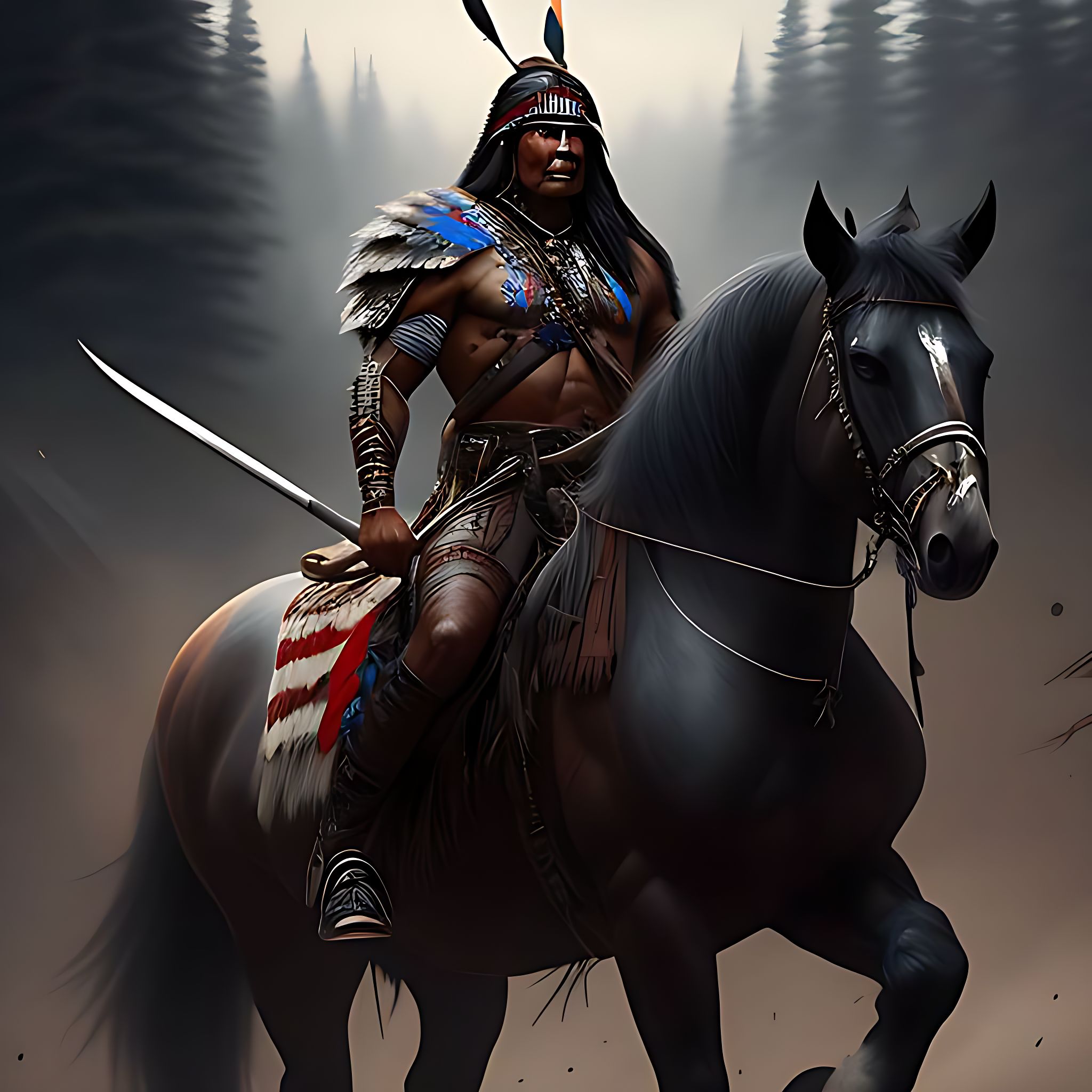 American Indian Warrior Concept Art