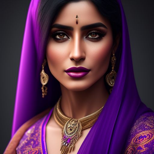 KookyCreator: black hair gypsy woman in purple, Romanian, modern, 8k ...