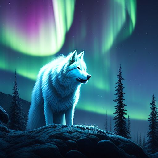 Blue Northern Lights Wolf