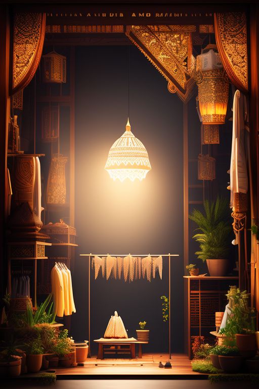 Fedoraxsa: Thai clothing store diorama, realistic atmosphere , thick ...