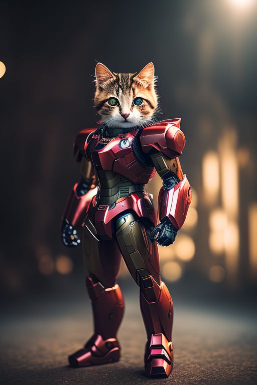 spiffy-mouse640: Full body shot Cat in full armor like GUNDAM ironman ...