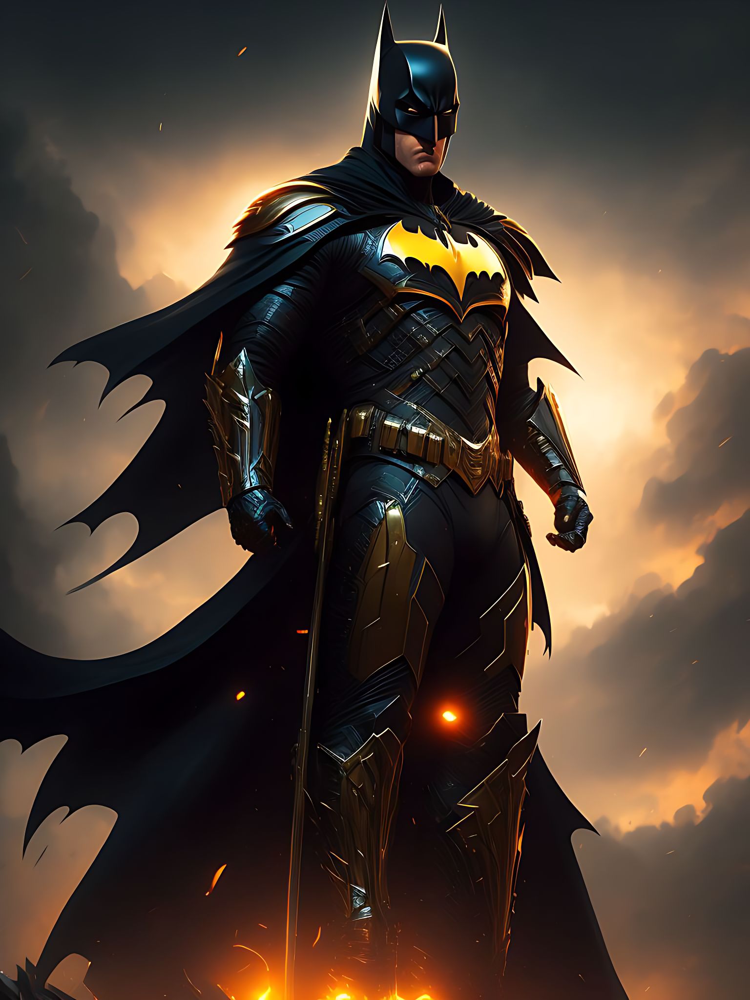 blue-manatee8: a mid-evil time metallic gold batman