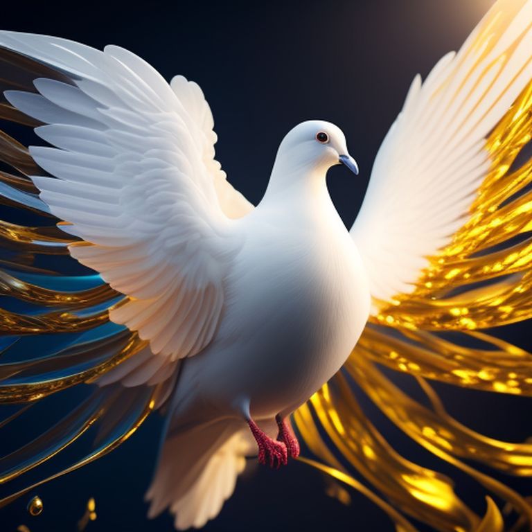 dual-oyster825: White dove with open wings, divine, resplendent, golden ...