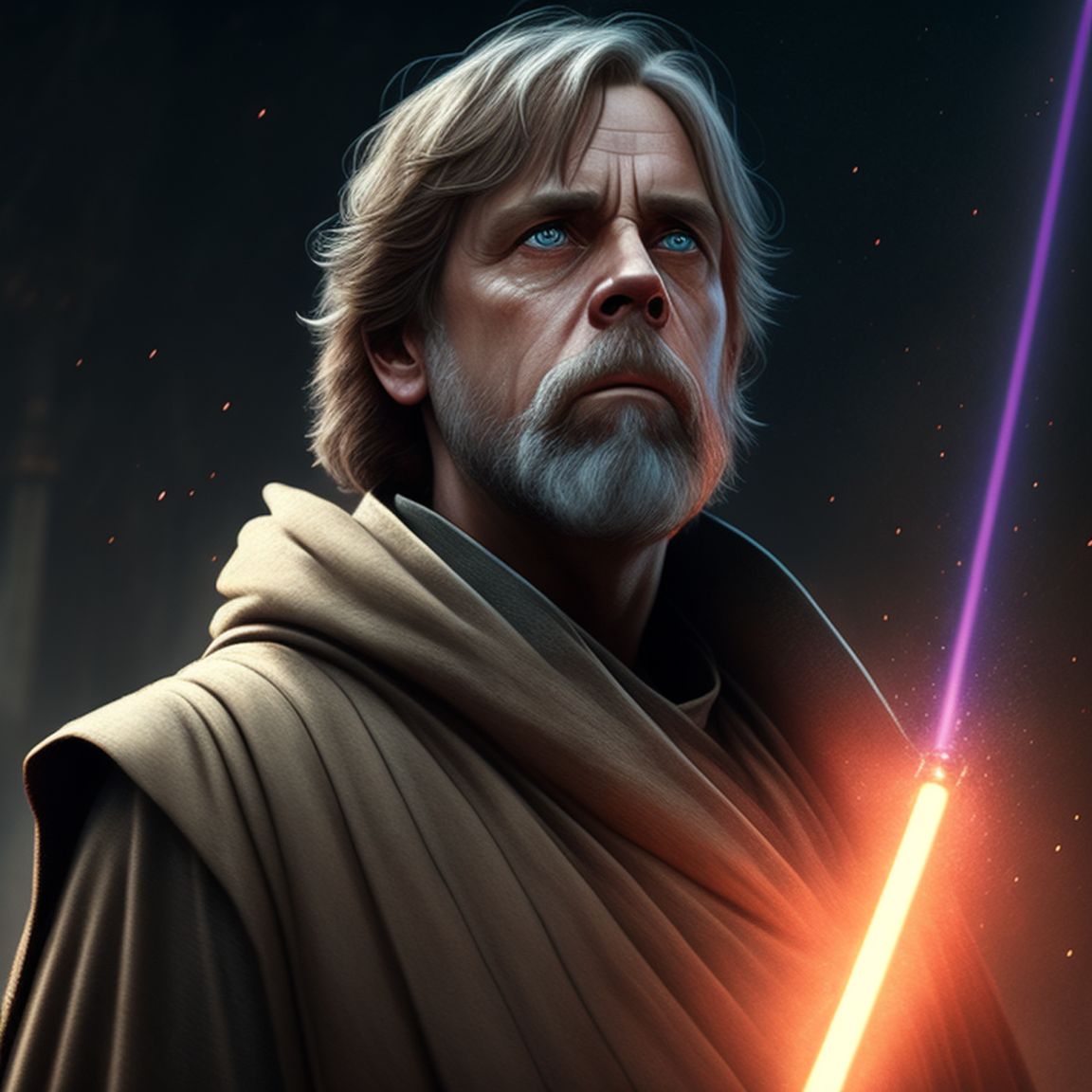Max_Turbo: A Jedi Tragedy, Luke Skywalker looks up at the sky.