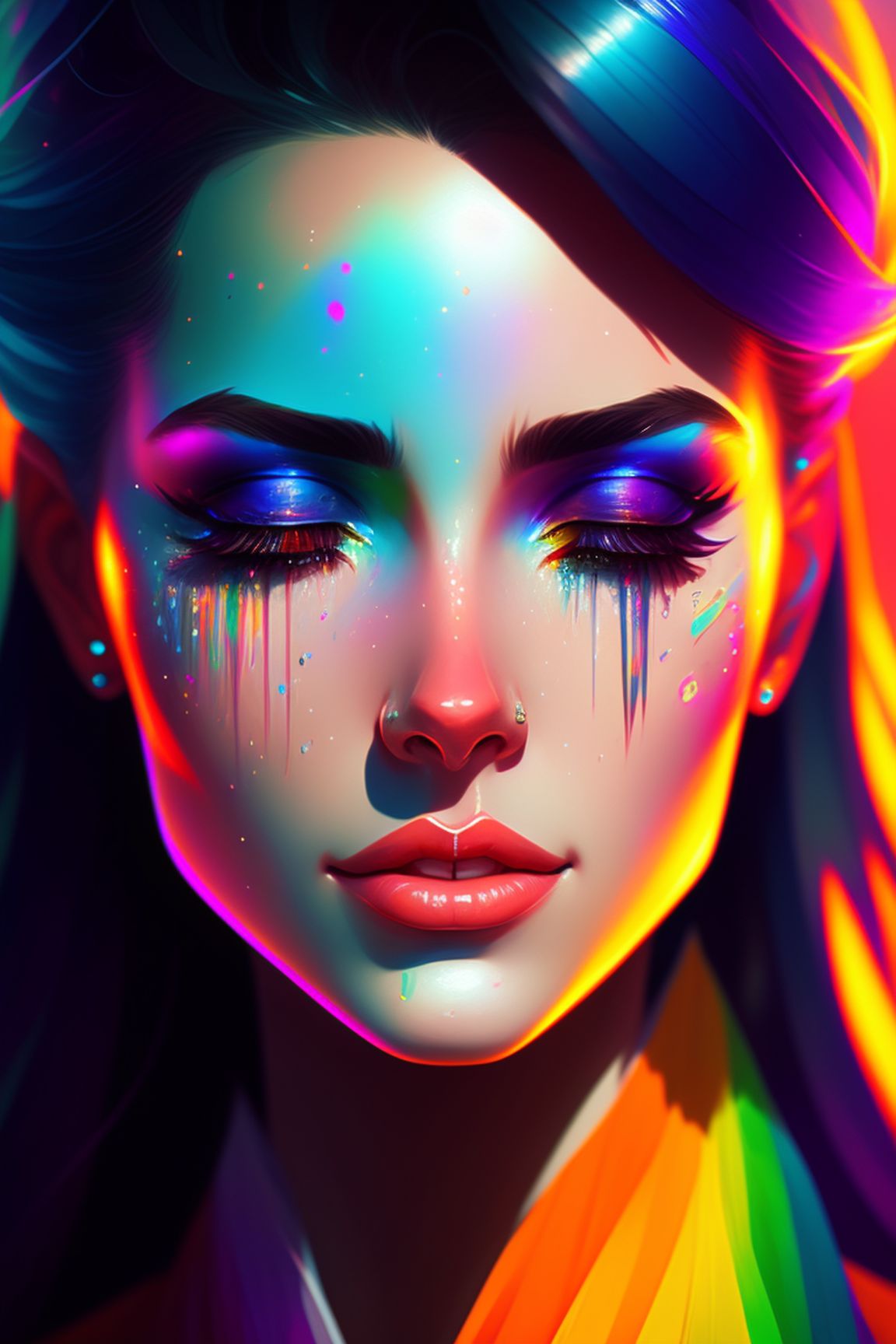 Rainbow Colored Eye Crying