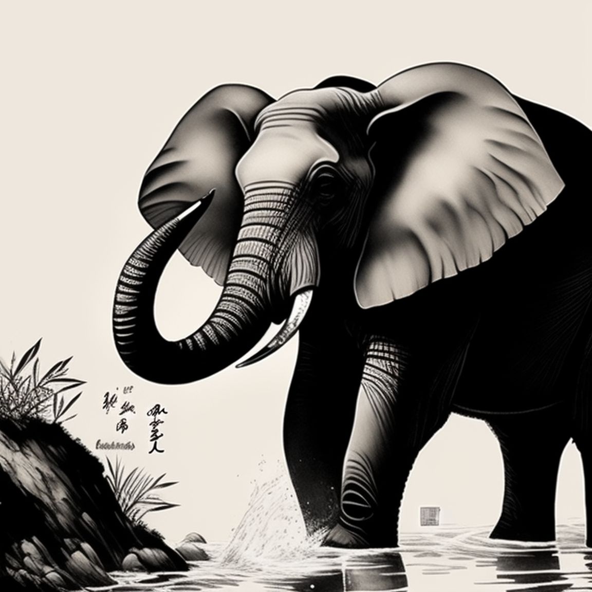 Chinese Elephant Drawing