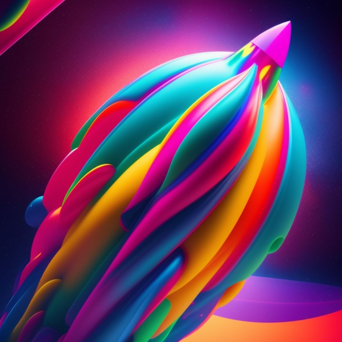 crafty-owl537: a rocket in space made of candy all colored