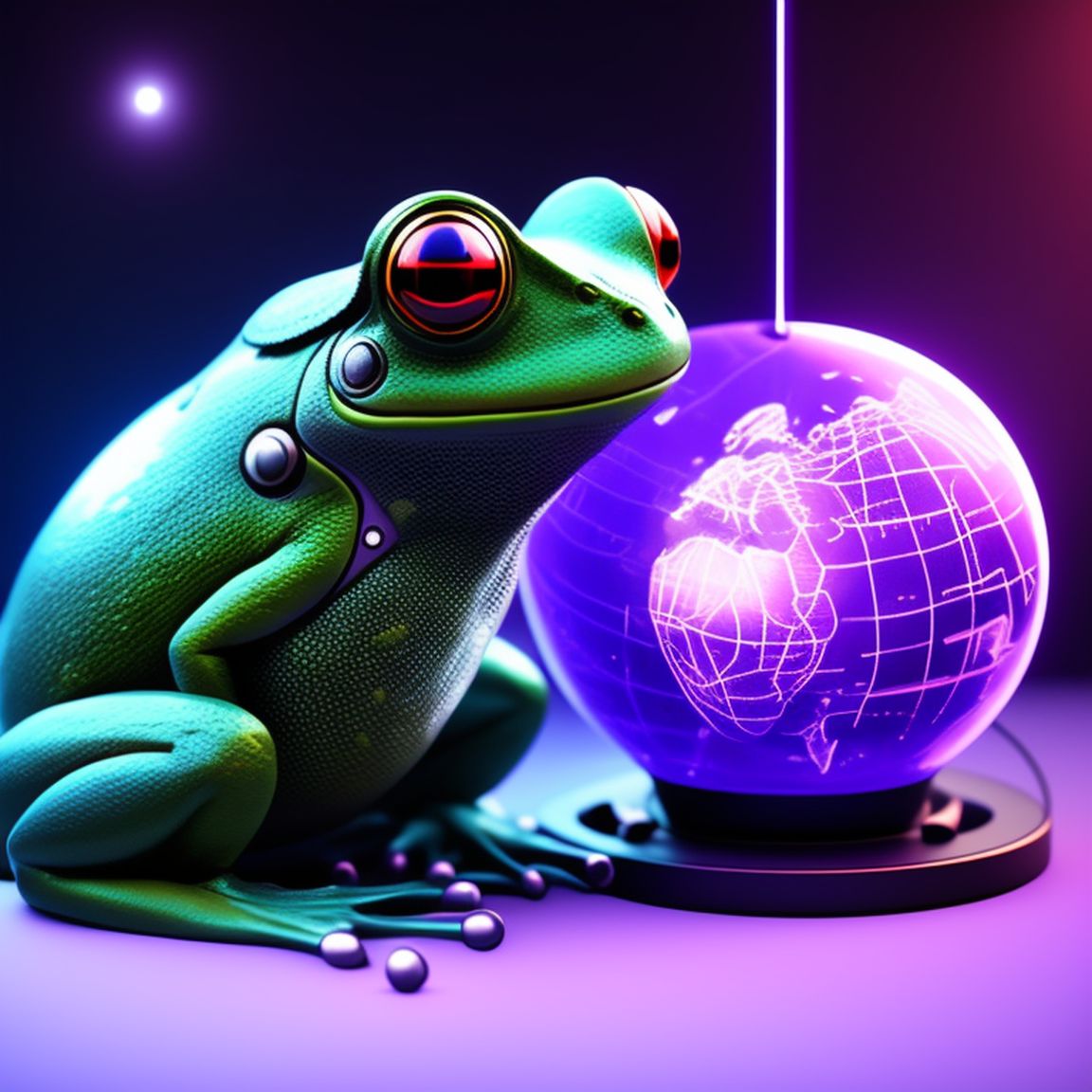 alb-hedgehog767: Green Frog with VR Headset. Playing Meta Games. With ...