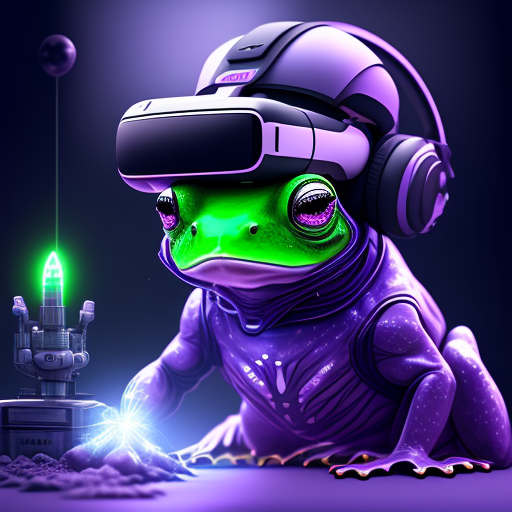 alb-hedgehog767: Green Frog with VR Headset. Playing Meta Games. With ...