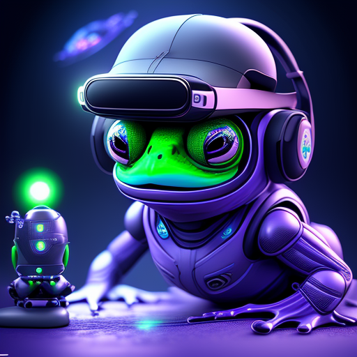 alb-hedgehog767: Green Frog with VR Headset. Playing Meta Games. With ...