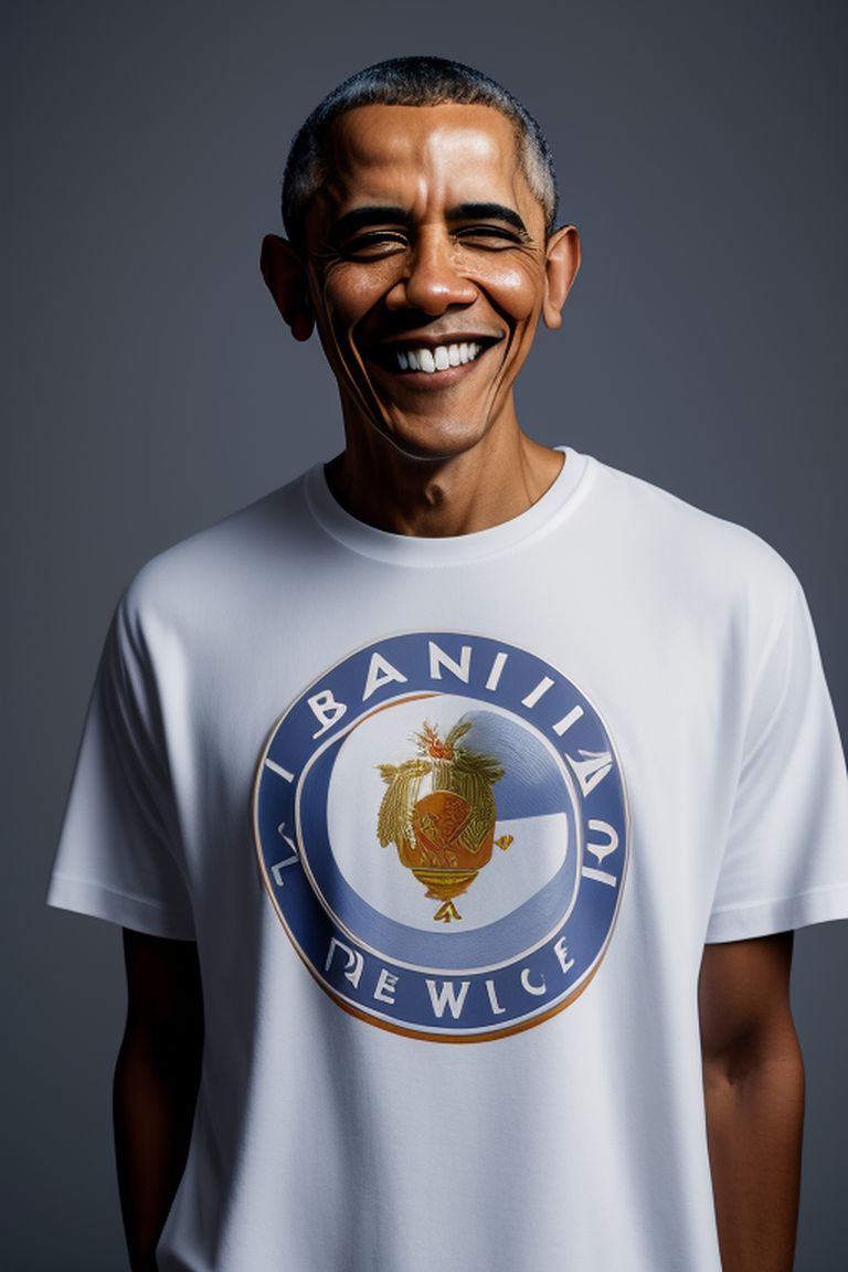 stormy-finch757: Barack Obama smiling, in a plain t-shirt, full body ...