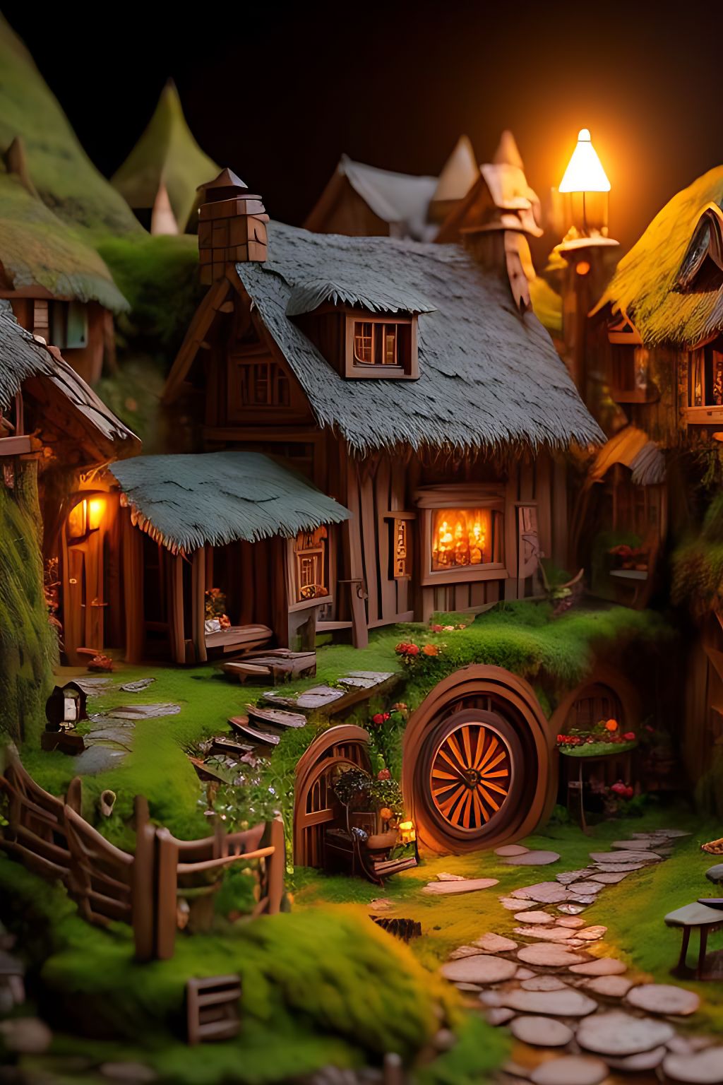 PolyCrumbs: diorama, Hobbit village movie scene, directed by Peter Jackson