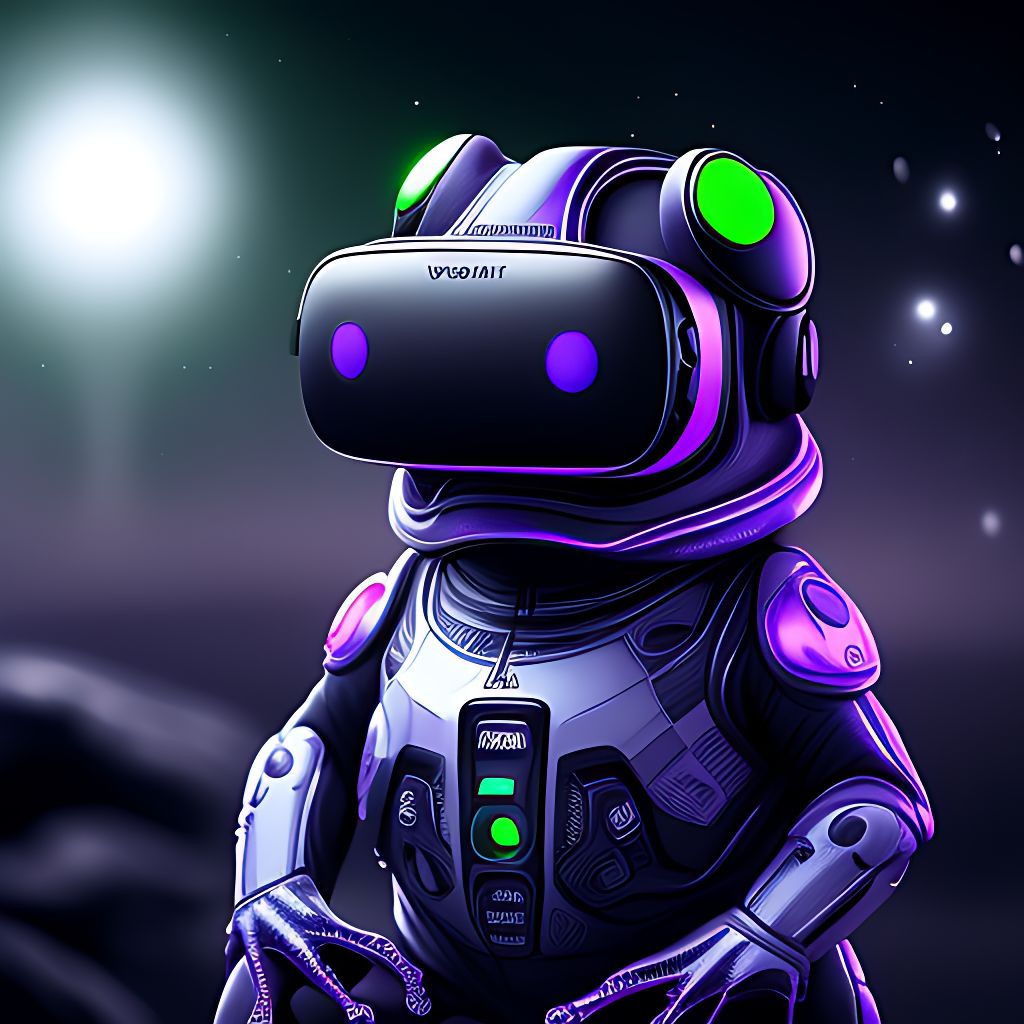 alb-hedgehog767: Green Frog with VR Headset. Playing Meta Games. With ...