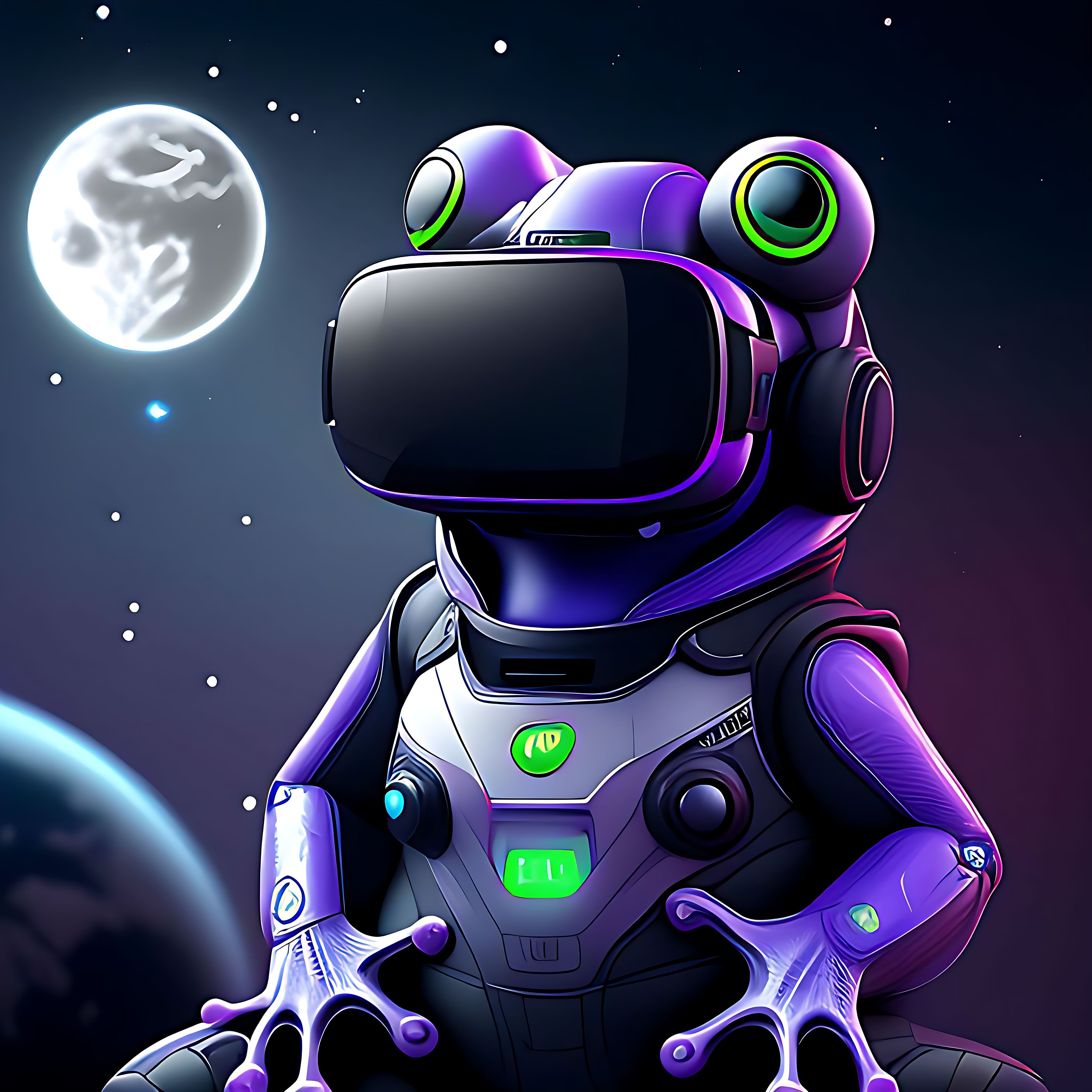 alb-hedgehog767: Green Frog with VR Headset. Playing Meta Games. With ...