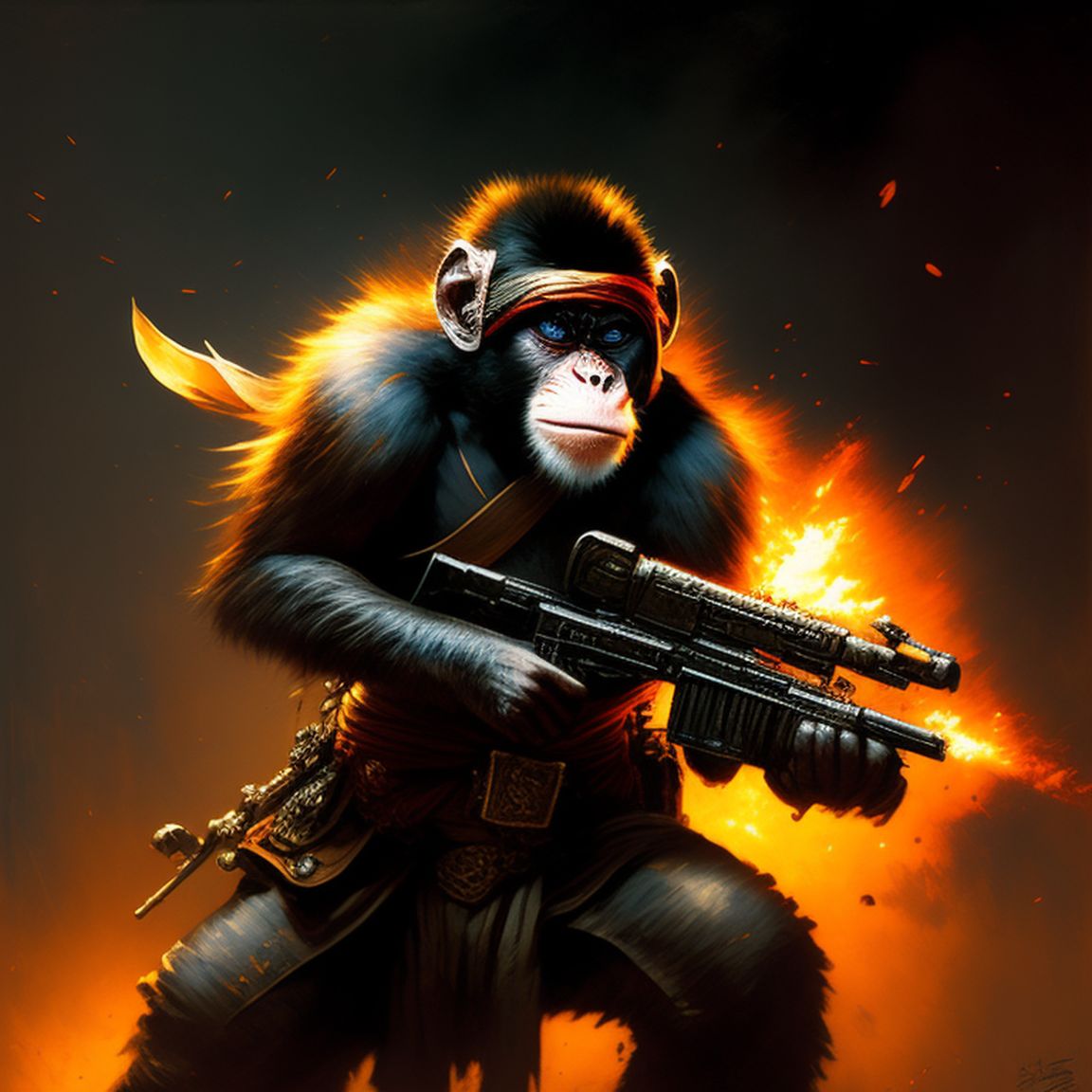 Monkey With Machine Gun
