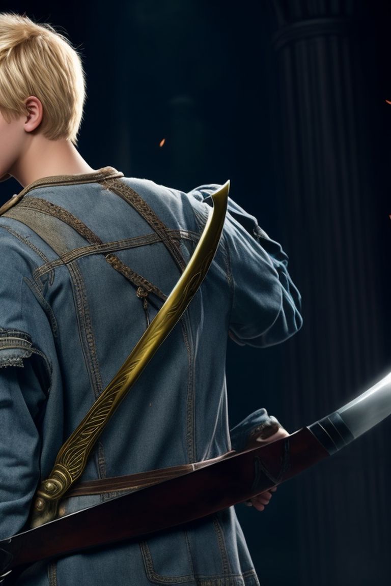 Percy Jackson Holding Sword