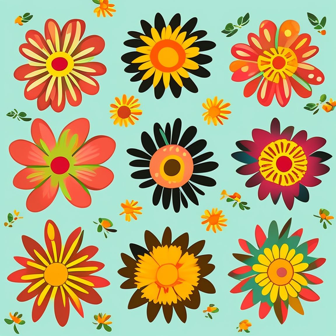 70s Flowers Clip Art