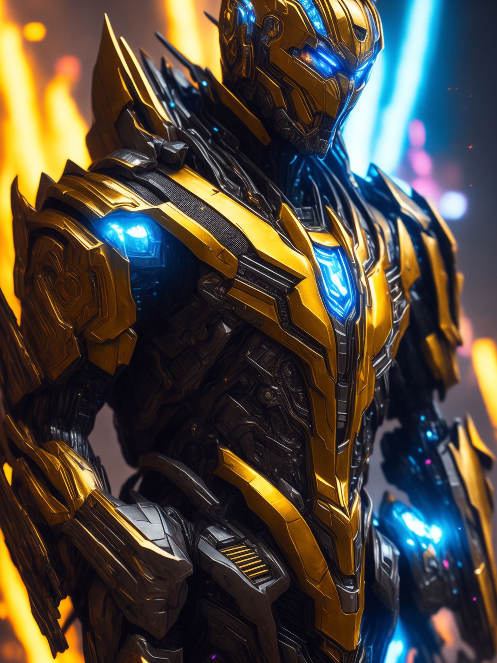 Bumblebee: Transformers Bumblebee Futuristic RGB Armor Gold Glowing ...