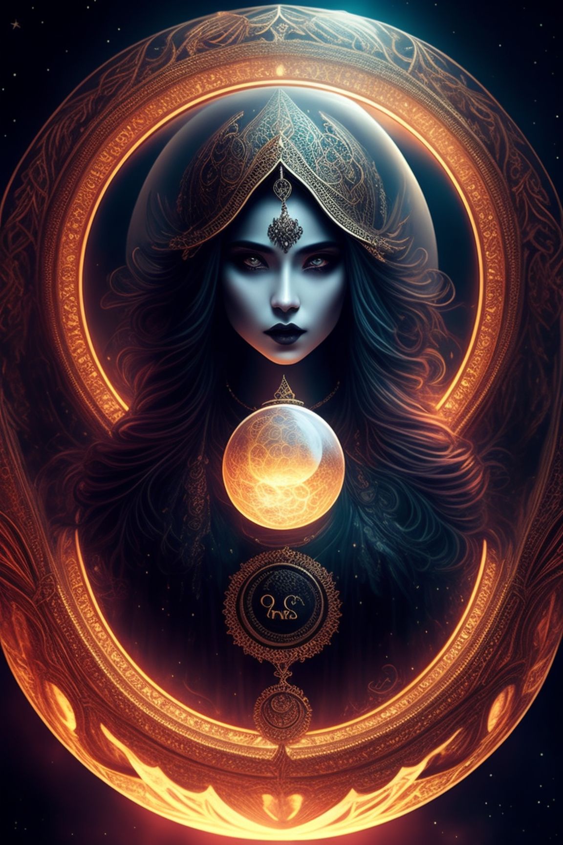 dreary-wren426: ornate, intricate details, beautiful moon goddess ...