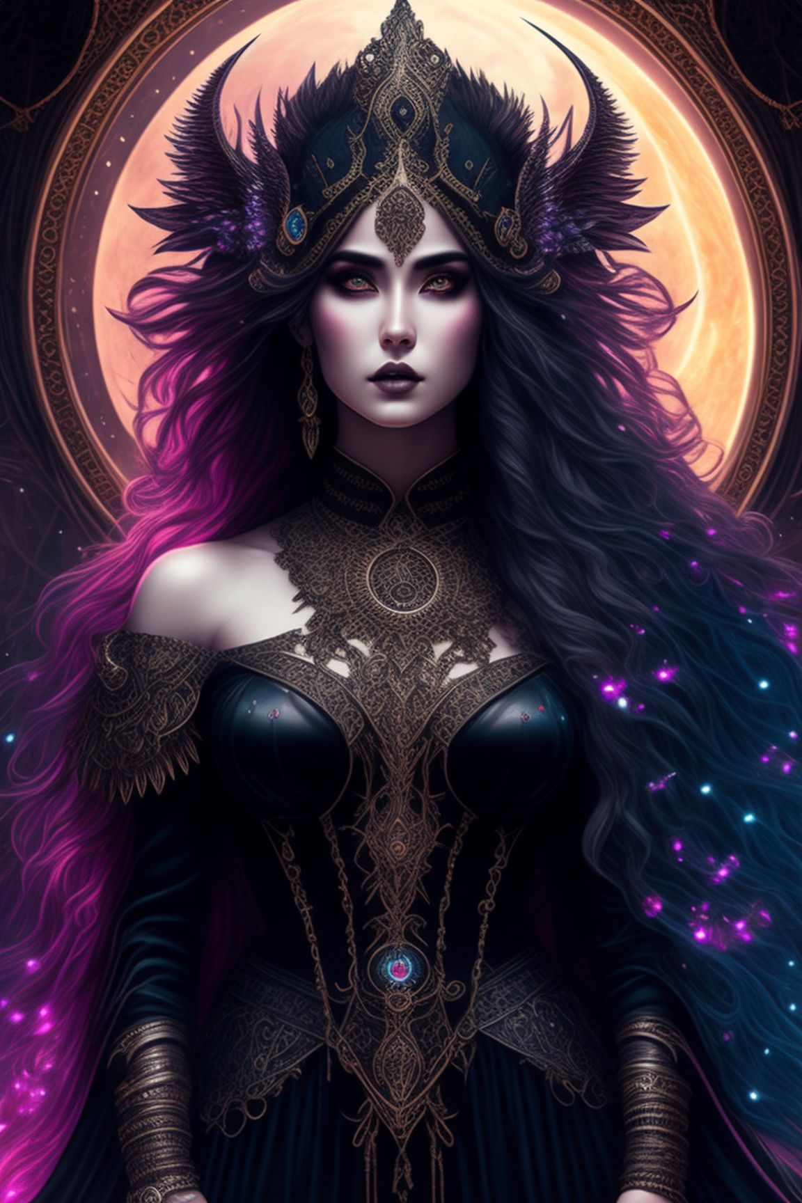 dreary-wren426: ornate, intricate details, beautiful moon goddess ...